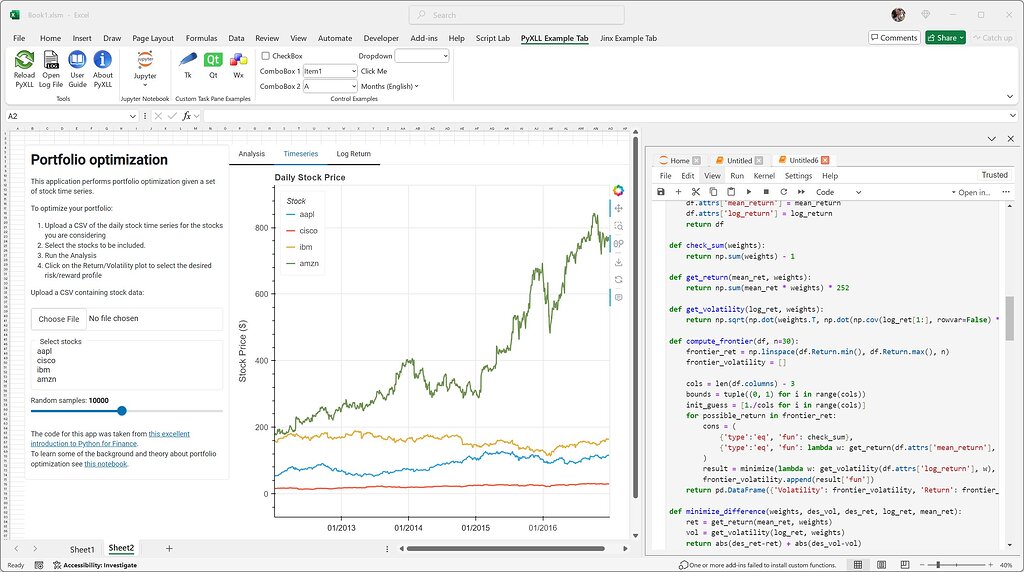 HoloViews and Panel in Excel via PyXLL - Showcase - HoloViz Discourse