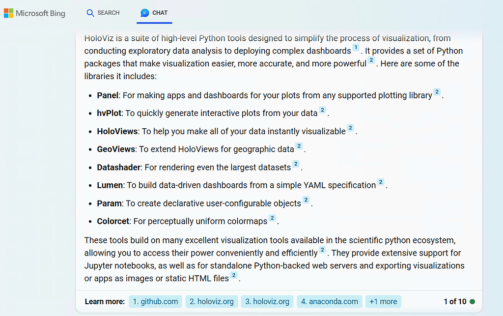 I asked Bing: "What is HoloViz?" - Showcase - HoloViz Discourse