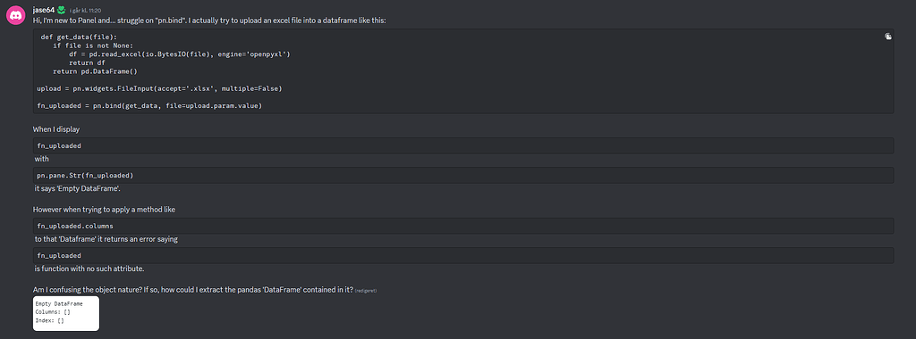 How to get columns of uploaded excel file? - Panel - HoloViz Discourse